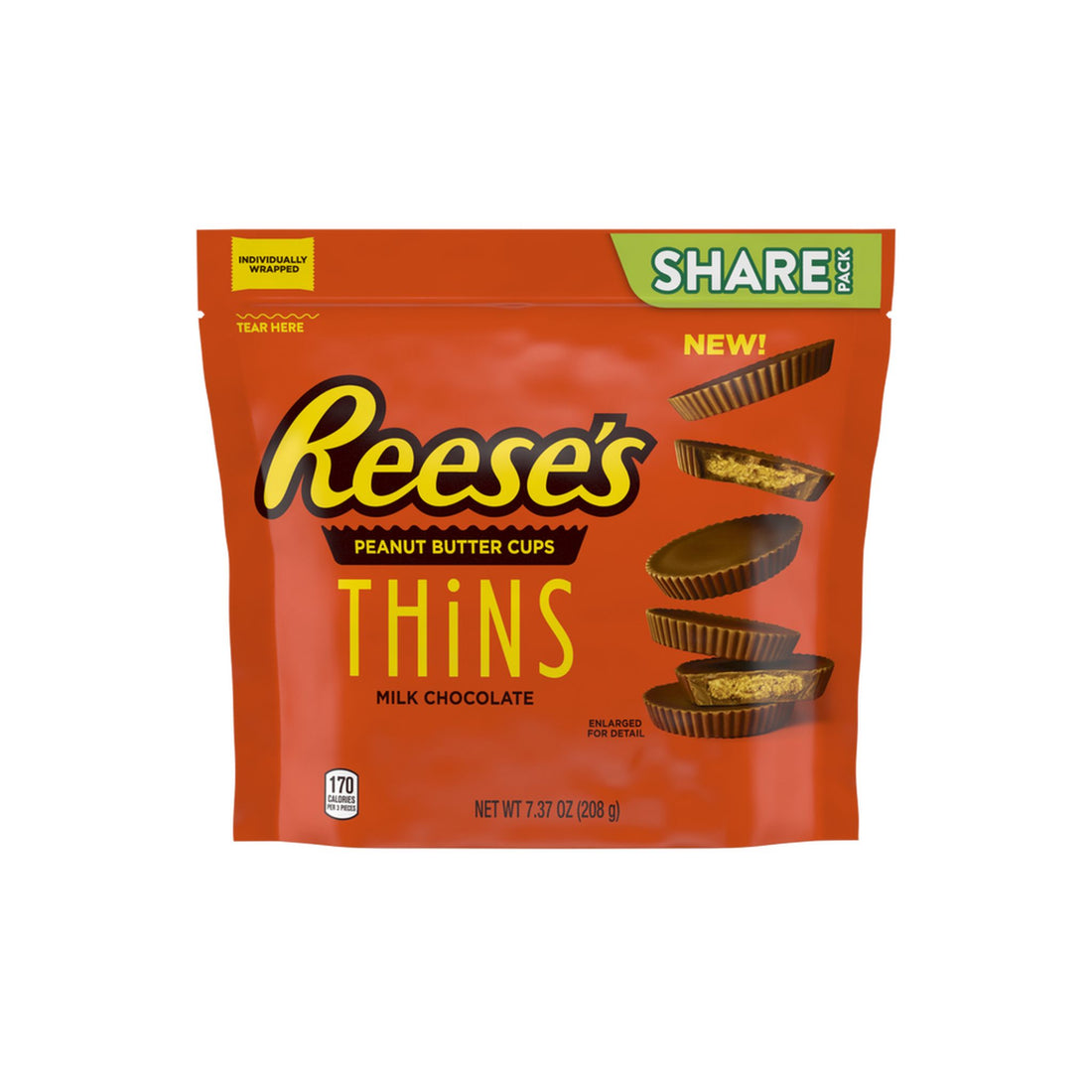 Reese’s Peanut Butter Cups Thins Milk Chocolate Share Pack 208 g ...